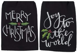 2 piece christmas kitchen towel bundle, merry christmas and joy to the world