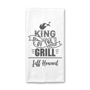 Personalized King of the Grill Towel | Custom Waffle Weave Dish Towel | Personalized Kitchen Towel | Men Grilling Gift | Wedding Gift | Personalized Dish Towel | Barbecue Gift | Mens Kitchen Gift