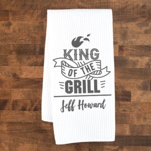 Personalized King of the Grill Towel | Custom Waffle Weave Dish Towel | Personalized Kitchen Towel | Men Grilling Gift | Wedding Gift | Personalized Dish Towel | Barbecue Gift | Mens Kitchen Gift