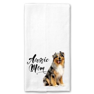 aussie mom, australian shepherd microfiber kitchen tea bar hand towel gift for dog lover