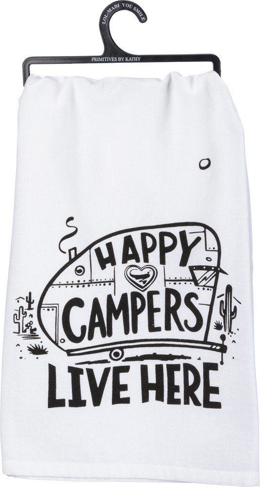 Primitives by Kathy 35519 Made You Smile Dish Towel, 28", LOL - Happy Campers