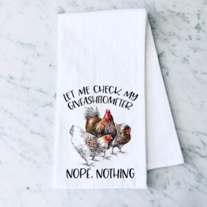 let me check my giveashitometer funny chicken farm flour sack cotton tea towel kitchen linen