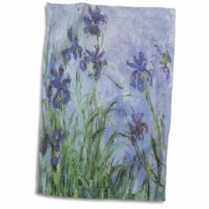 3d rose irises vintage monet floral towel, 15" x 22", multicolor