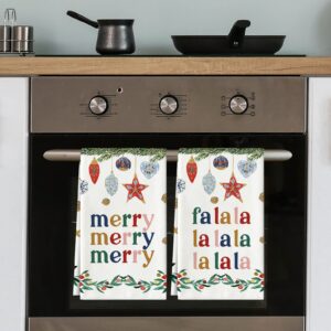 Whaline Christmas Nutcracker Kitchen Dish Towels 18 x 28 Inch Watercolor Xmas Soldier Dish Towel Merry Christmas Hand Drying Tea Towel for Seasonal Cooking Baking, 4 Pack