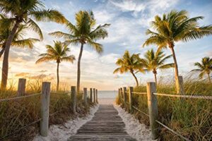 lantern press footbridge to smathers beach in key west, florida photography a-91245 (12x18 art print, travel poster wall decor)