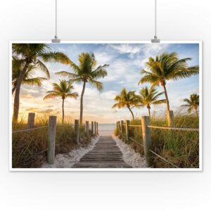 Lantern Press Footbridge to Smathers Beach In Key West, Florida Photography A-91245 (12x18 Art Print, Travel Poster Wall Decor)