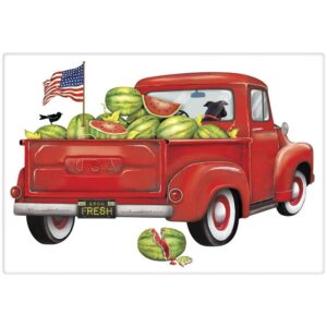 mary lake-thompson red watermelon truck cotton flour sack kitchen towel