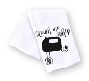 handmade funny kitchen towel - kitchen puns funny hand towel for baker, watch me whip - 28x28 inch perfect for chef housewarming christmas mother’s day birthday gift (watch me whip)