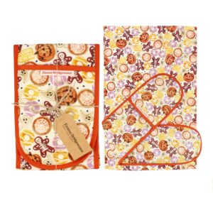 emma bridgewater halloween pumpkins and gingerbread biscuits double oven glove & kitchen dish towel cotton gift set