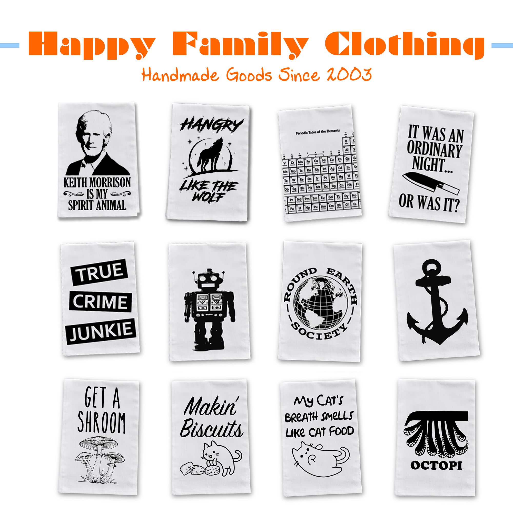 Happy Family Clothing Funny Tea Towel Club Collection Single 24" x 38" Vintage Linen Dish Towel (1, Keith Morrison)