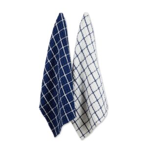 DII Washed Waffle Collection Oversized Preshrunk Ultra Absorbant, Dishtowel Set, 20x30, Nautical Blue, 2 Piece