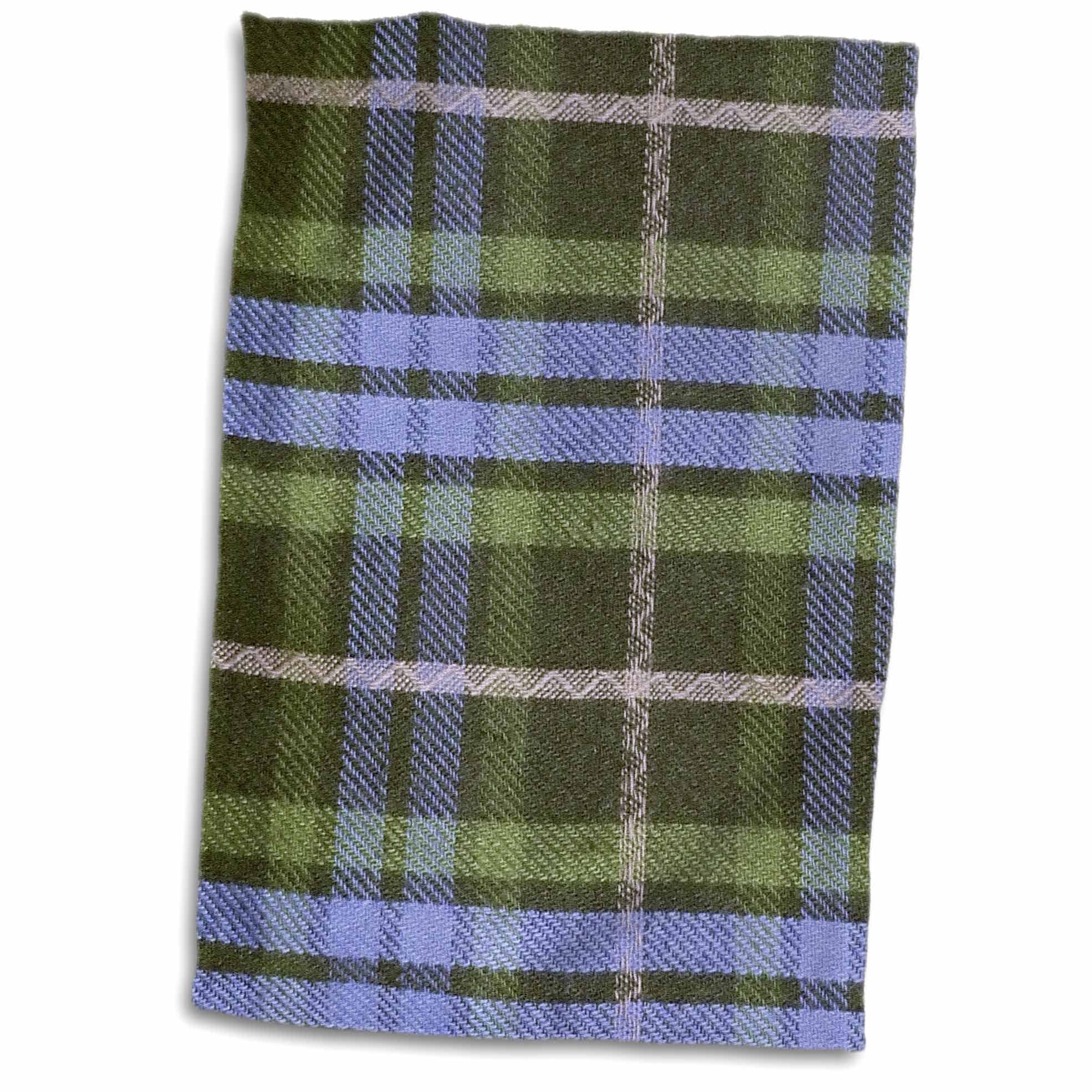 3D Rose Blue and Green Tartan Pattern with Black and Grey Gray-Plaid Checks Checkered Scottish Scotland Hand/Sports Towel, 15 x 22