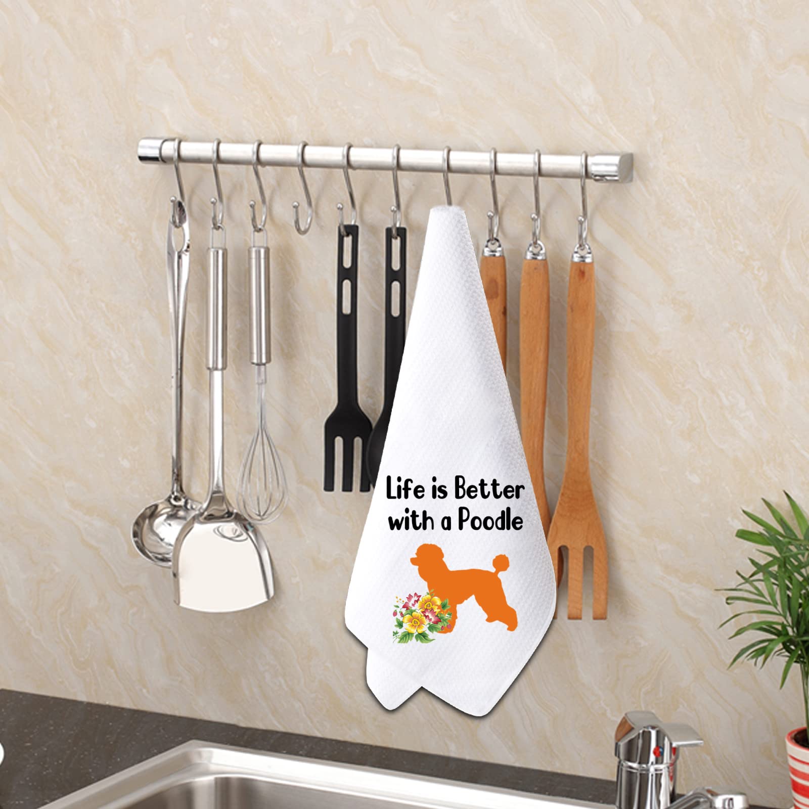 Poodle Dog Kitchen Towel Life is Better with a Poodle Kitchen Tea Bar Towel Puppy Dog Sweet Home Gift Towel Poodle Owner Gift