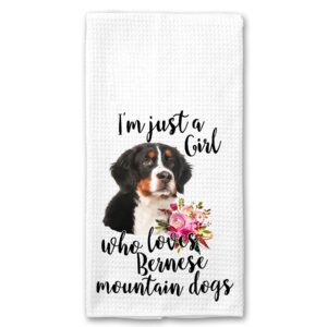 i'm just a girl who loves bernese mountain dogs microfiber kitchen towel gift for animal dog lover