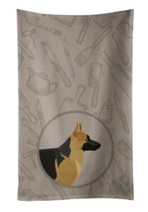 caroline's treasures ck2187ktwl german shepherd in the kitchen kitchen towel dish cloths guest hand towel decorative bathroom towel for face,tea, dishcloth, kitchen and bath