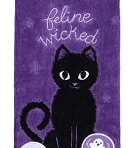 Celebrate Halloween Together 2-Pack Kitchen Bath Towels Black Cat Face