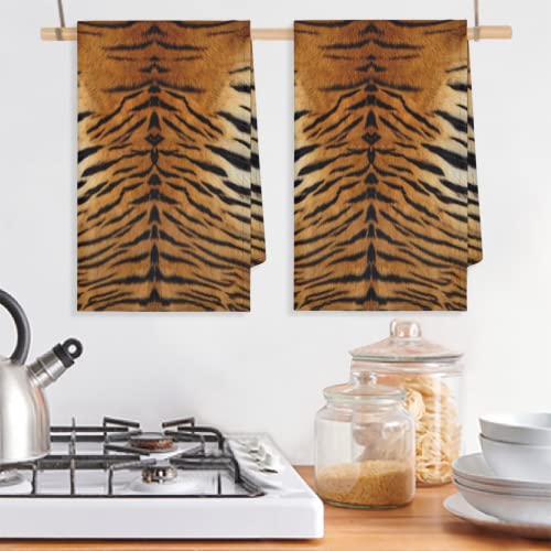 Kitchen Dish Towels Set of 4 Animal Tiger Leopard Print Kitchen Towels Absorbent Dishcloths Tea Towels Hand Towels with Hanging Loop for New Home Decor Housewarming Gift