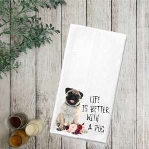 Life is Better with a Pug Microfiber Kitchen Towel Gift for Animal Dog Lover