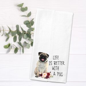 Life is Better with a Pug Microfiber Kitchen Towel Gift for Animal Dog Lover