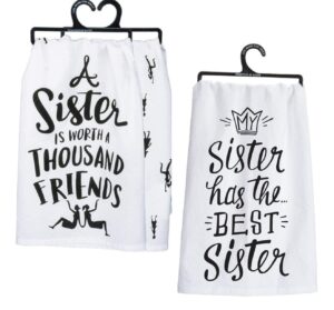 primitives by kathy 2 piece best sister kitchen towel gift bundle