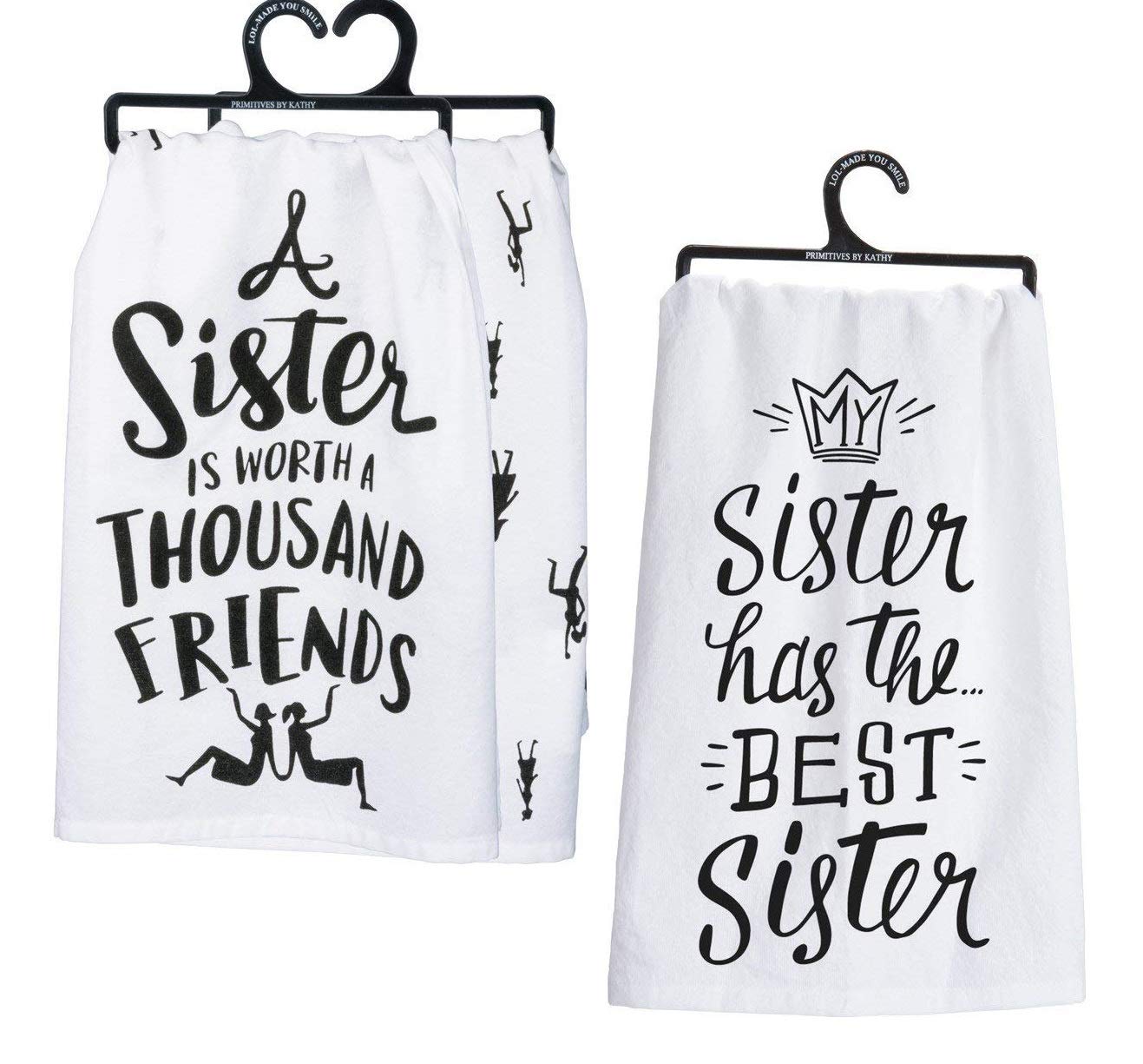 Primitives by Kathy 2 Piece Best Sister Kitchen Towel Gift Bundle