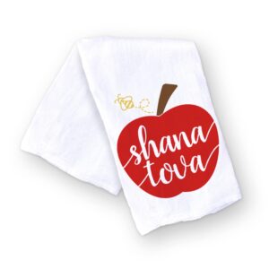 Rosh Hashanah Kitchen Towel, Apple and Bee Shana Tova Challah Proofing Towel, Jewish Holiday Hostess Gift (Shana Tova Apple Honey Bee)