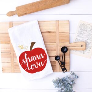 Rosh Hashanah Kitchen Towel, Apple and Bee Shana Tova Challah Proofing Towel, Jewish Holiday Hostess Gift (Shana Tova Apple Honey Bee)