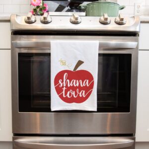 Rosh Hashanah Kitchen Towel, Apple and Bee Shana Tova Challah Proofing Towel, Jewish Holiday Hostess Gift (Shana Tova Apple Honey Bee)