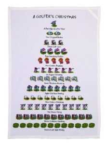 mistletoe & co. a golfer's chrismtas kitchen towel, 18" x 26"