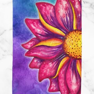 Pink Flower Print Hand Towel - Kitchen Towel - Bathroom Hand Towel - Cotton Terry Cloth - 15"x25"