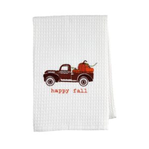 mud pie thanksgiving waffle towel (happy fall), 25" x 16" (41500119h)