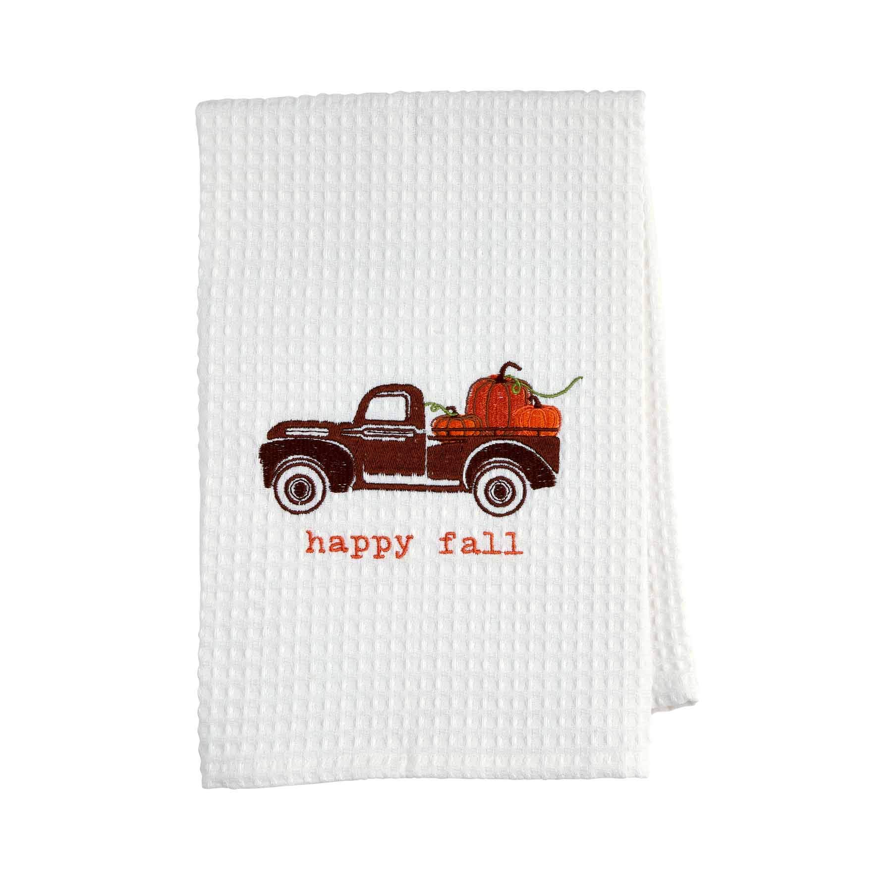 Mud Pie Thanksgiving Waffle Towel (Happy Fall), 25" x 16" (41500119H)