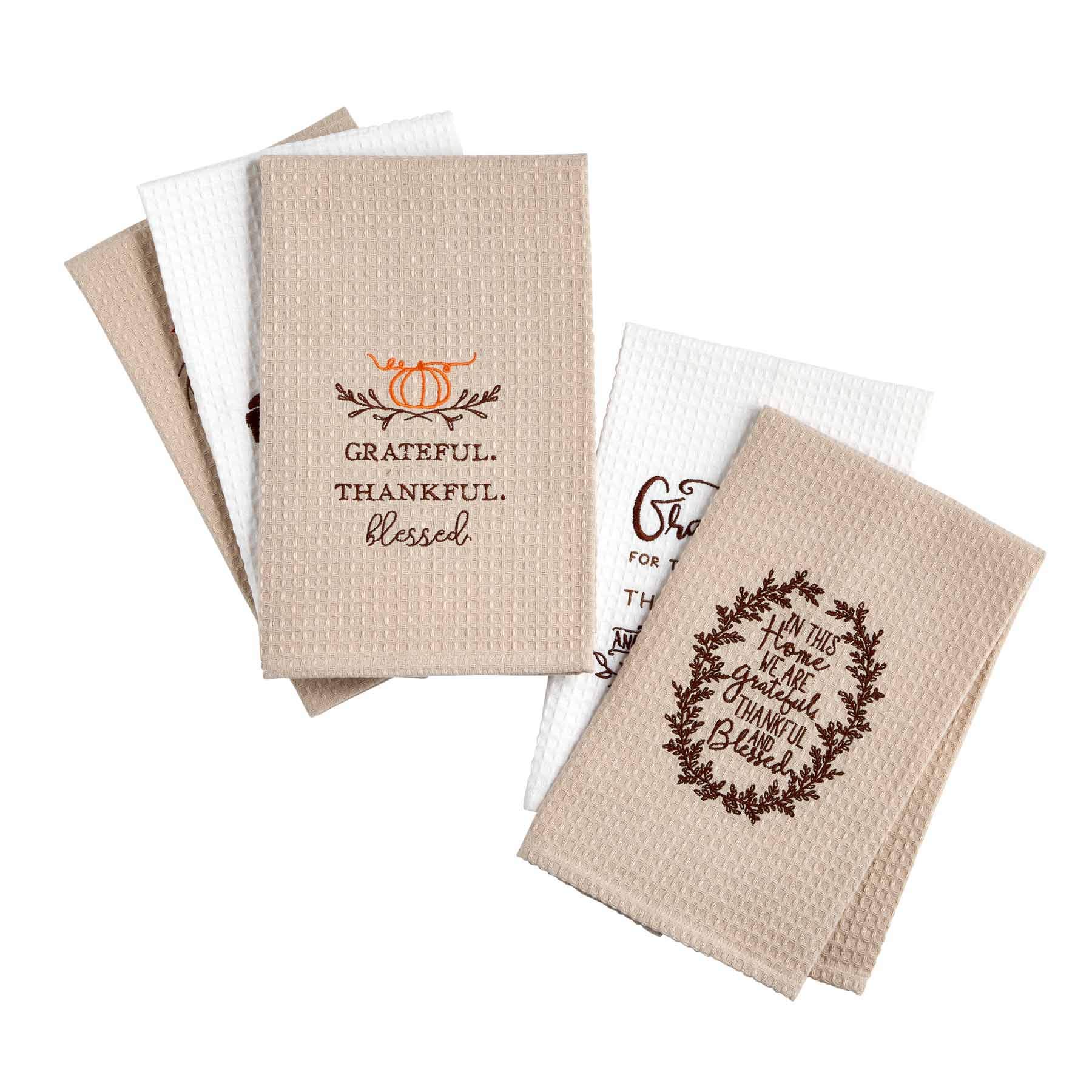 Mud Pie Thanksgiving Waffle Towel (Happy Fall), 25" x 16" (41500119H)