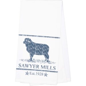 VHC Brands Sawyer Mill Lamb Kitchen Towel, Blue, 19x28