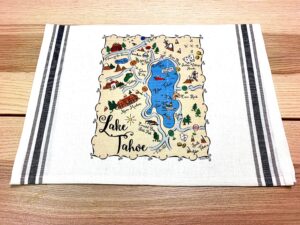 lake tahoe map kitchen tea towel