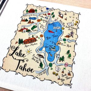 Lake Tahoe Map Kitchen Tea Towel