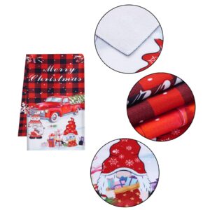 hoyuwak 4Pcs Christmas Kitchen Towels, Merry Christmas Hand Towels Bathroom Decor Soft Bufflo Plaid Snowmen Gnomes Dish Towels for Winter Holiday(24 x 16inch)