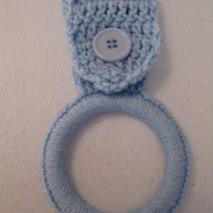 Crocheted Hanging Dish Towel Holder - Light Blue