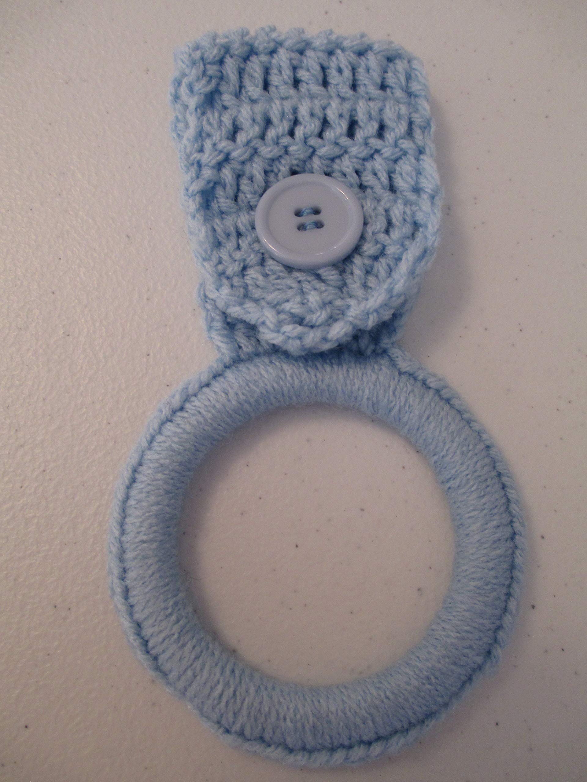 Crocheted Hanging Dish Towel Holder - Light Blue