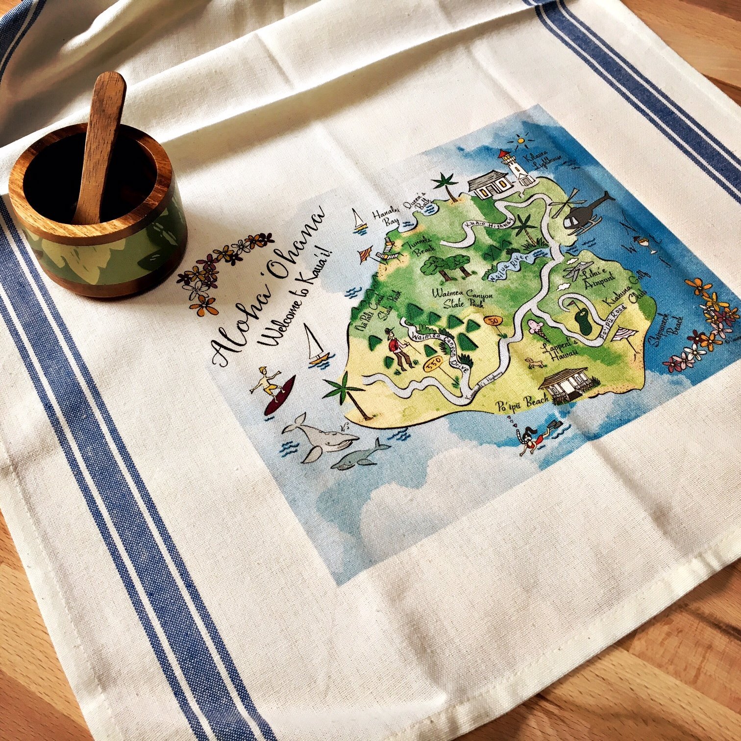 Kauai Map Kitchen Tea Towel