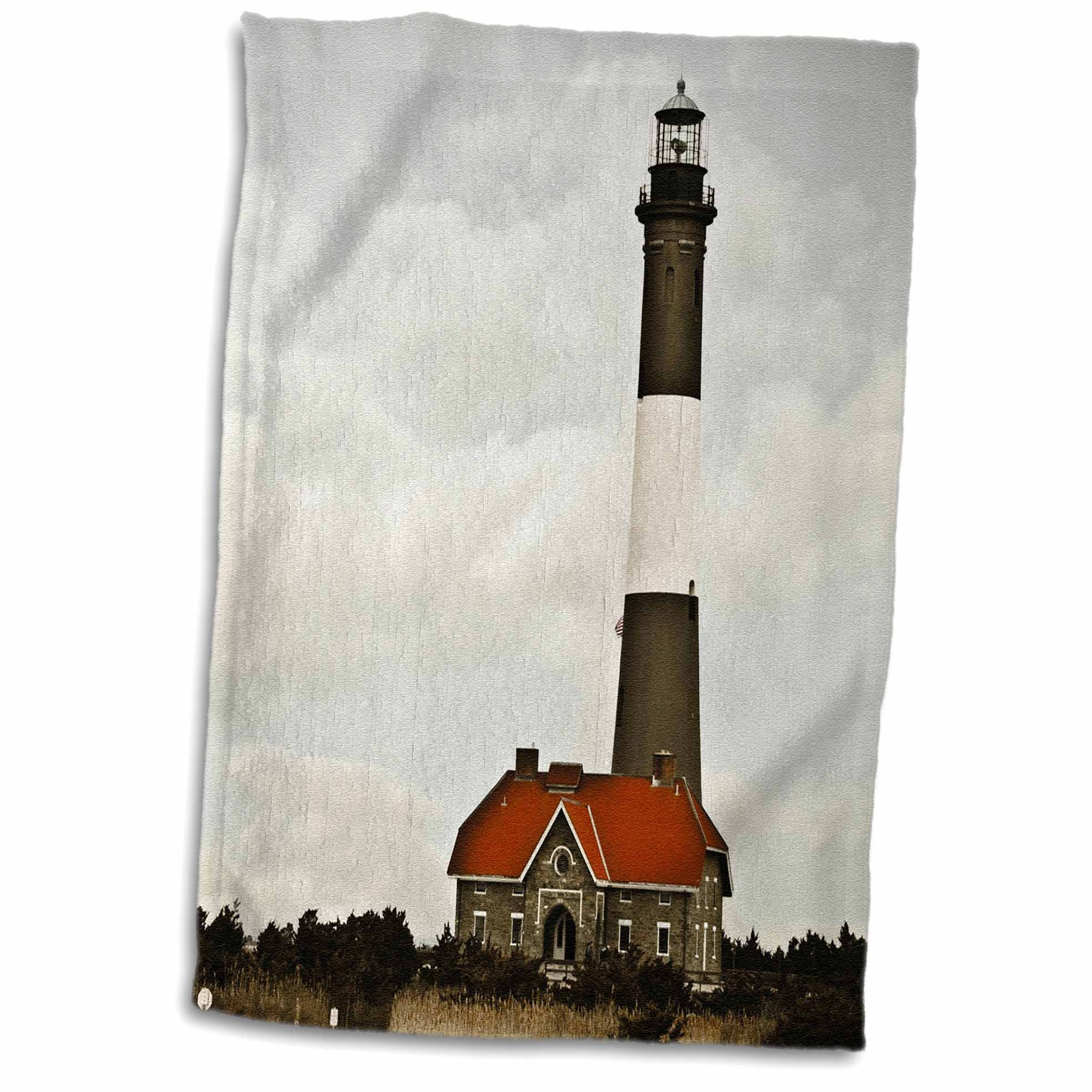 3D Rose Fire Island Lighthouse Hand/Sports Towel, 15 x 22