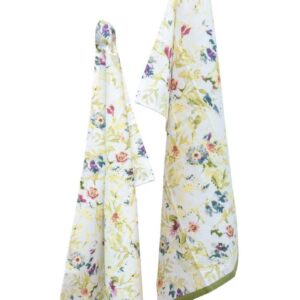 Boston International Cotton Tea Towel Kitchen Essentials, Set of 2, Packed Flowers