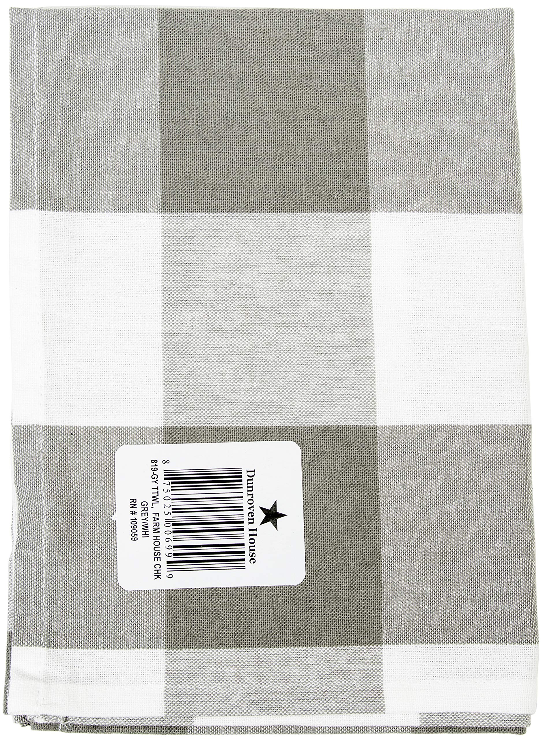 Dunroven House Plain Weave Farm House 3in Check Grey/White Tea Towels, 6