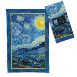 raincaper van gogh starry night tea towels kitchen towels, 18 x 28 inches, 1 ct | 100% cotton super soft and absorbent dish towels