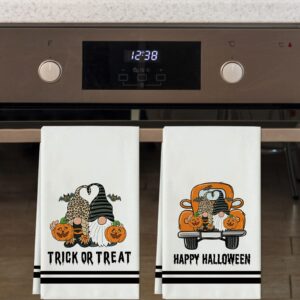 AnyDesign Halloween Kitchen Dish Towel 18 x 28 Inch Halloween Gnome Pumpkin Truck Love Tea Towel Trick or Treat Drying Dishcloth Hand Towel for Kitchen Cooking Bake, 4 Packs