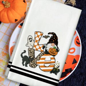 AnyDesign Halloween Kitchen Dish Towel 18 x 28 Inch Halloween Gnome Pumpkin Truck Love Tea Towel Trick or Treat Drying Dishcloth Hand Towel for Kitchen Cooking Bake, 4 Packs