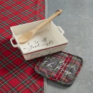 Mud Pie Christmas Baker and Tartan Towel Set, 8.75" x 10.25"