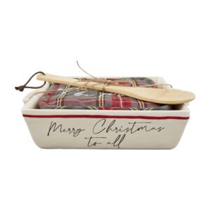 Mud Pie Christmas Baker and Tartan Towel Set, 8.75" x 10.25"