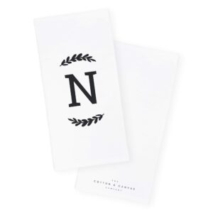 The Cotton & Canvas Co. Personalized Single Monogram Initial N Soft Absorbent Kitchen Tea Towel, Flour Sack Towel, Dish Cloth