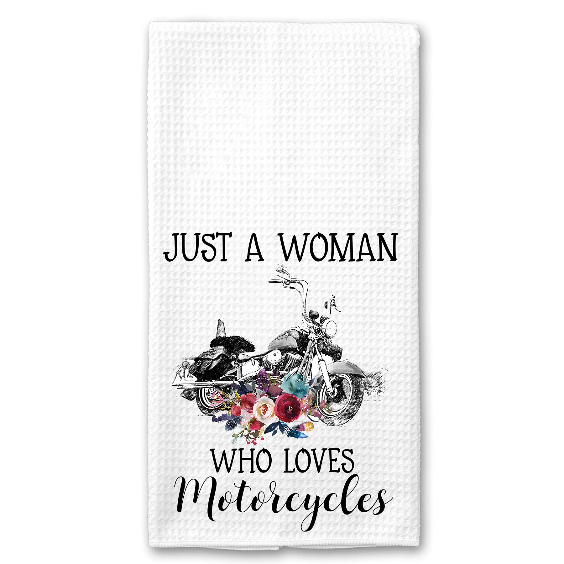 Just a Woman who Loves Motorcycles Microfiber Kitchen Towel Gift for Rider